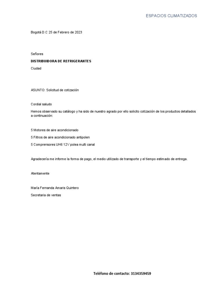 Solicitud de Cotizacion | PDF