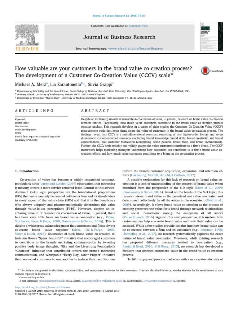 2018 How Valuable Are Your Customers in The Brand Value Co-Creation Process - The Development of ...