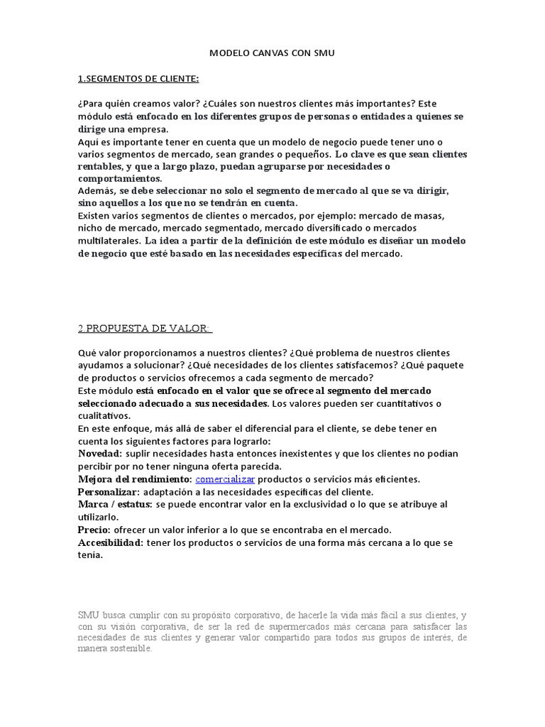 Modelo Canvas Con Smu | PDF
