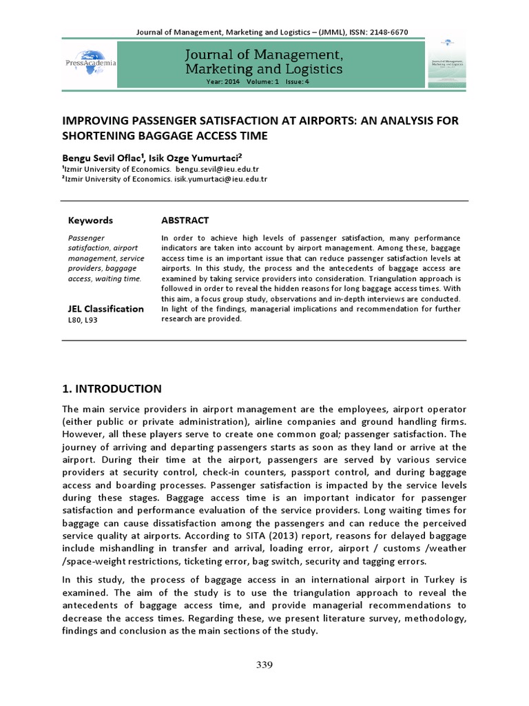 Improving Passenger Satisfaction at Airports - An Analysis For ...