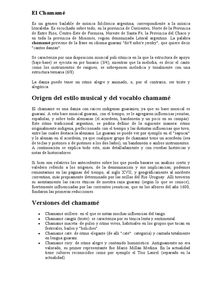 El Chamamé | Descargar gratis PDF | Las artes escénicas | Musica ...