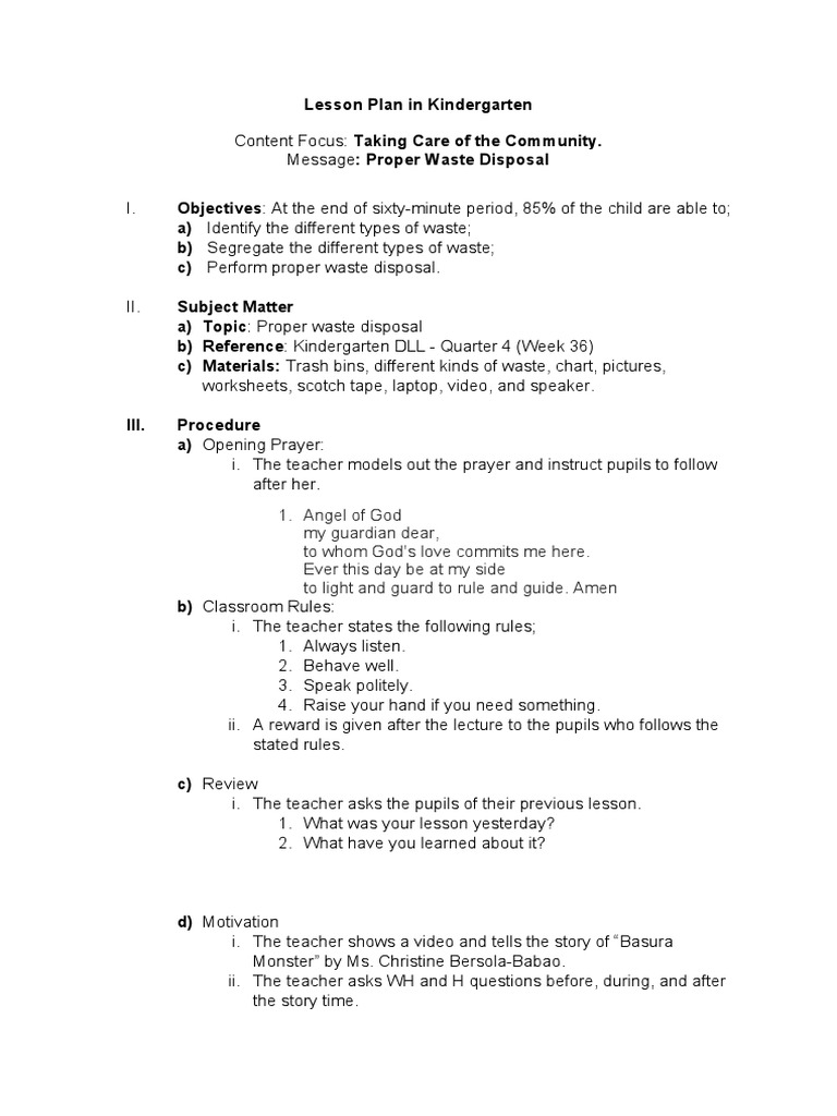 Sample Lesson Plan Format | PDF | Teachers | Waste