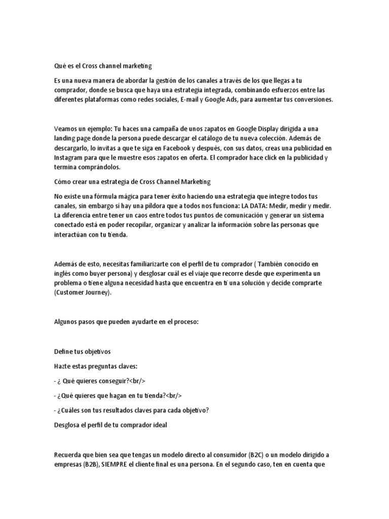 Estrategias de Cross Channel Marketing | PDF | Publicidad | Marketing