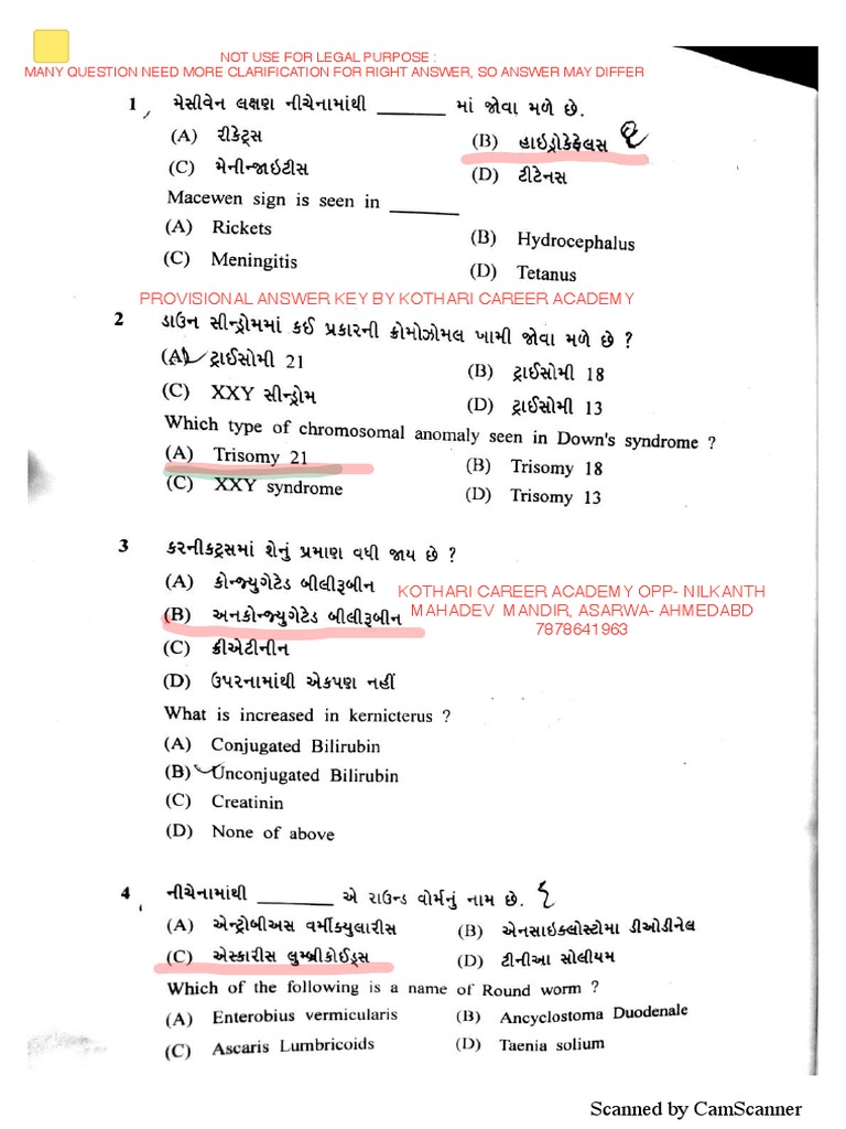 KOTHRI CAREER ACADEMY ANSWER KEY OF 1466 STAFF NURSE EXAM .Compressed-2 PDF | PDF