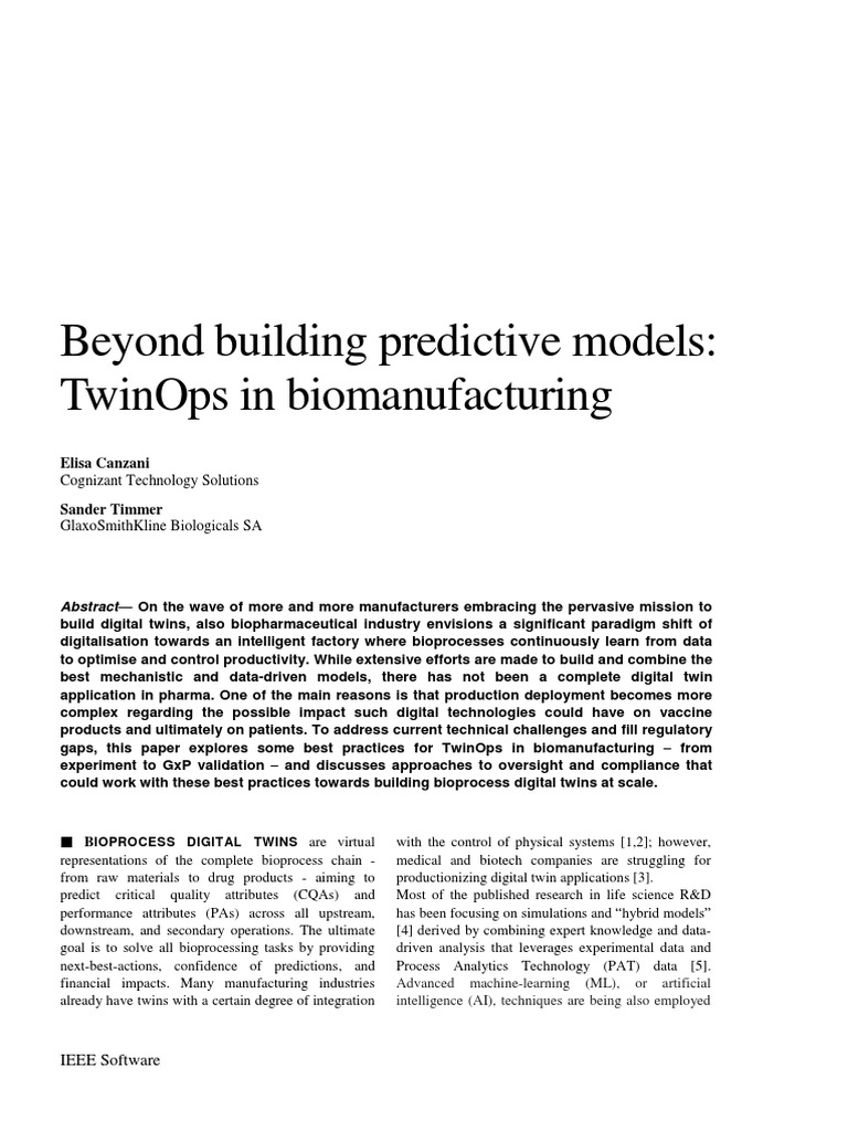 Beyond Building Predictive Models: TwinOps in Biomanufacturing | Download Free PDF | Simulation ...