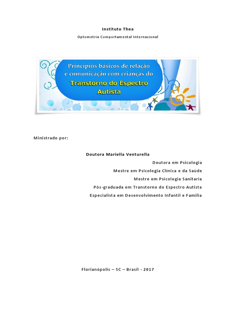 Apostila - Curso básico TEA | PDF | Espectro do autismo | Síndrome de ...