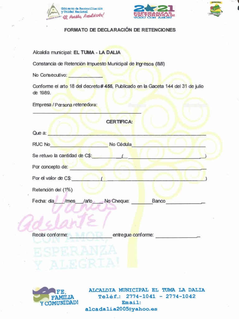 Formato de Retención IMI 2021 | PDF