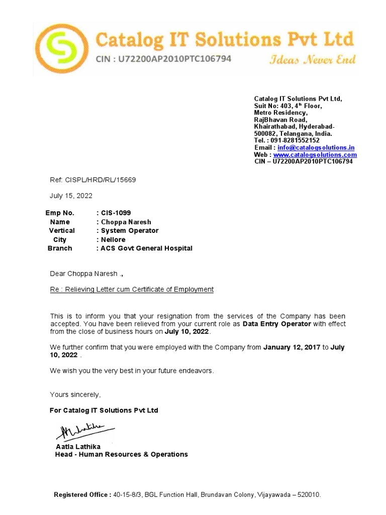HDB Relieving Letter-1 | PDF