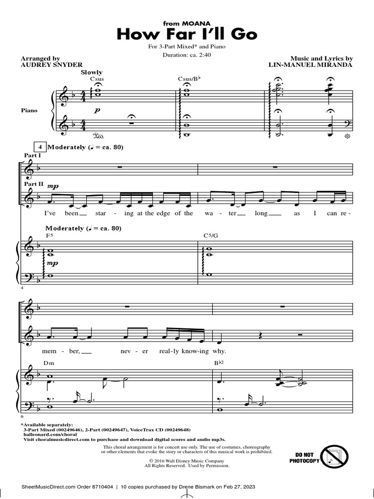 How Far I'll Go - Moana PDF | PDF