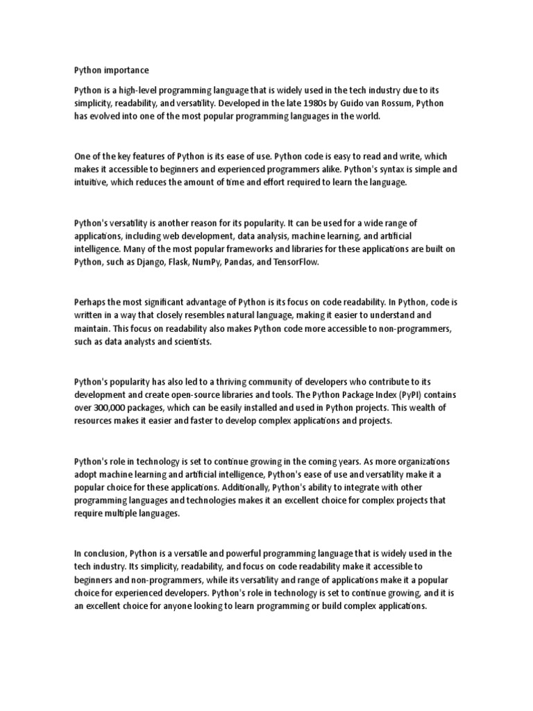 Python Importance | PDF