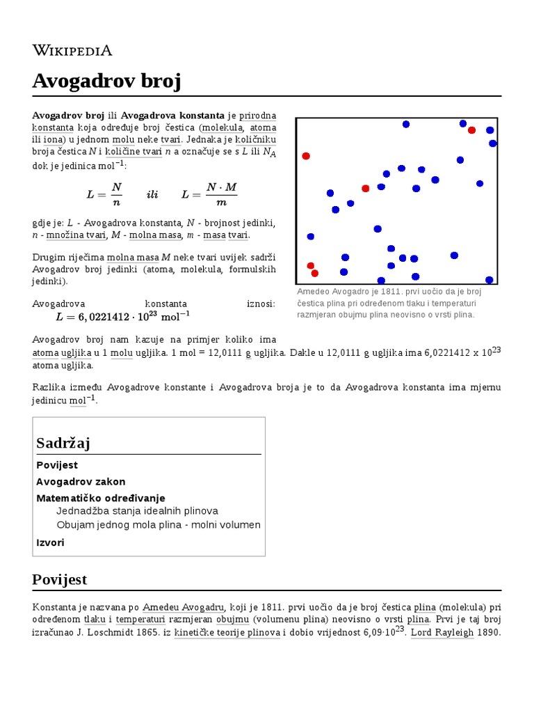 Avogadrov Broj | PDF