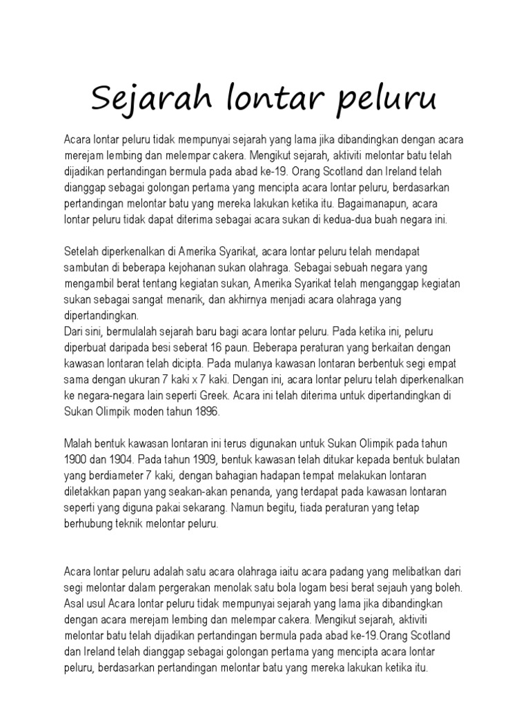 Sejarah Lontar Peluru | PDF
