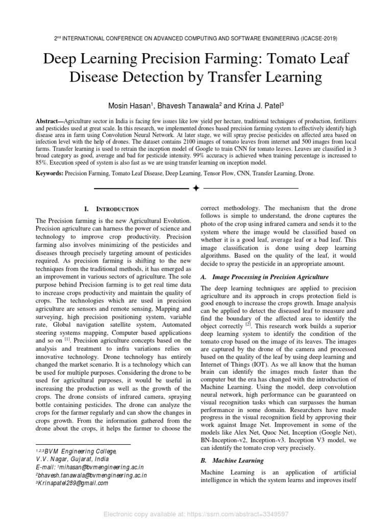 Deep Learning Precision Farming: Tomato Leaf Disease Detection by ...