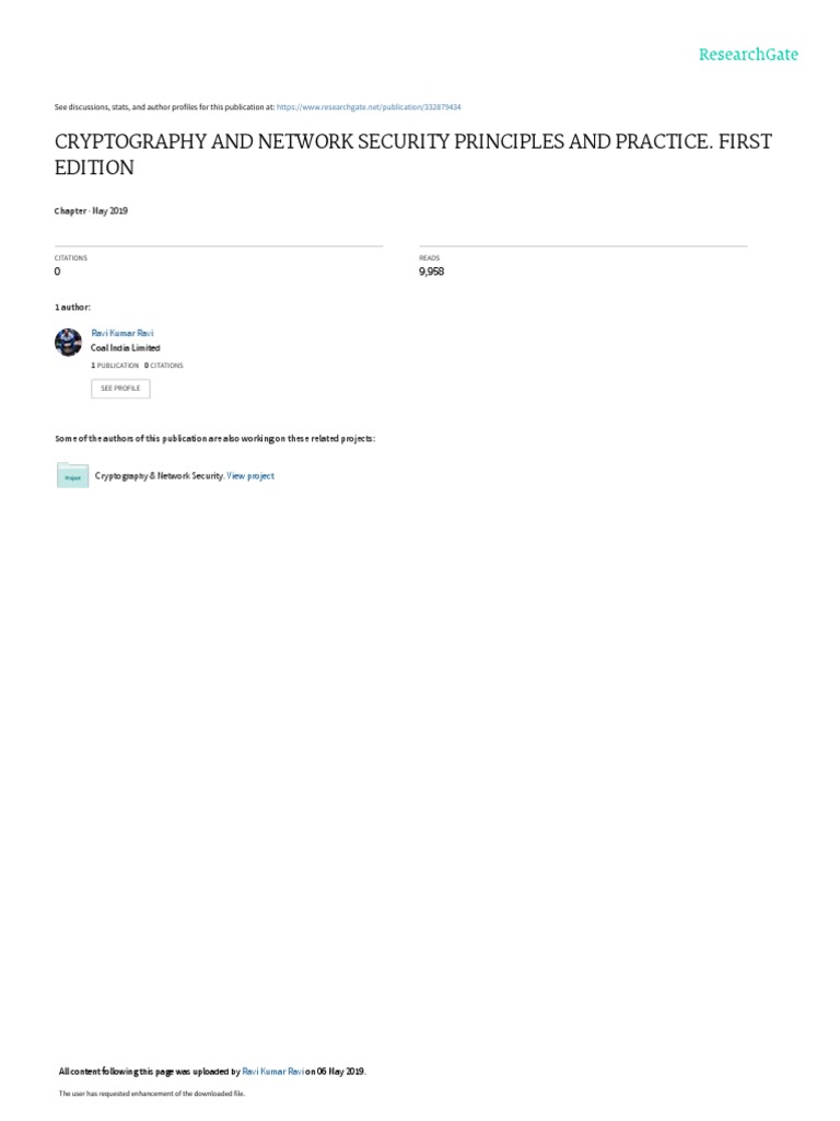 Cryptography and Network Security Principles and Practice. First Edition | PDF | Transport Layer ...