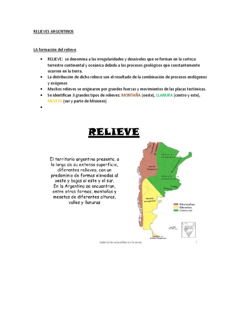 Relieves de Argentina: Montañas, Llanuras y Mesetas | PDF | Ciencia y matemáticas