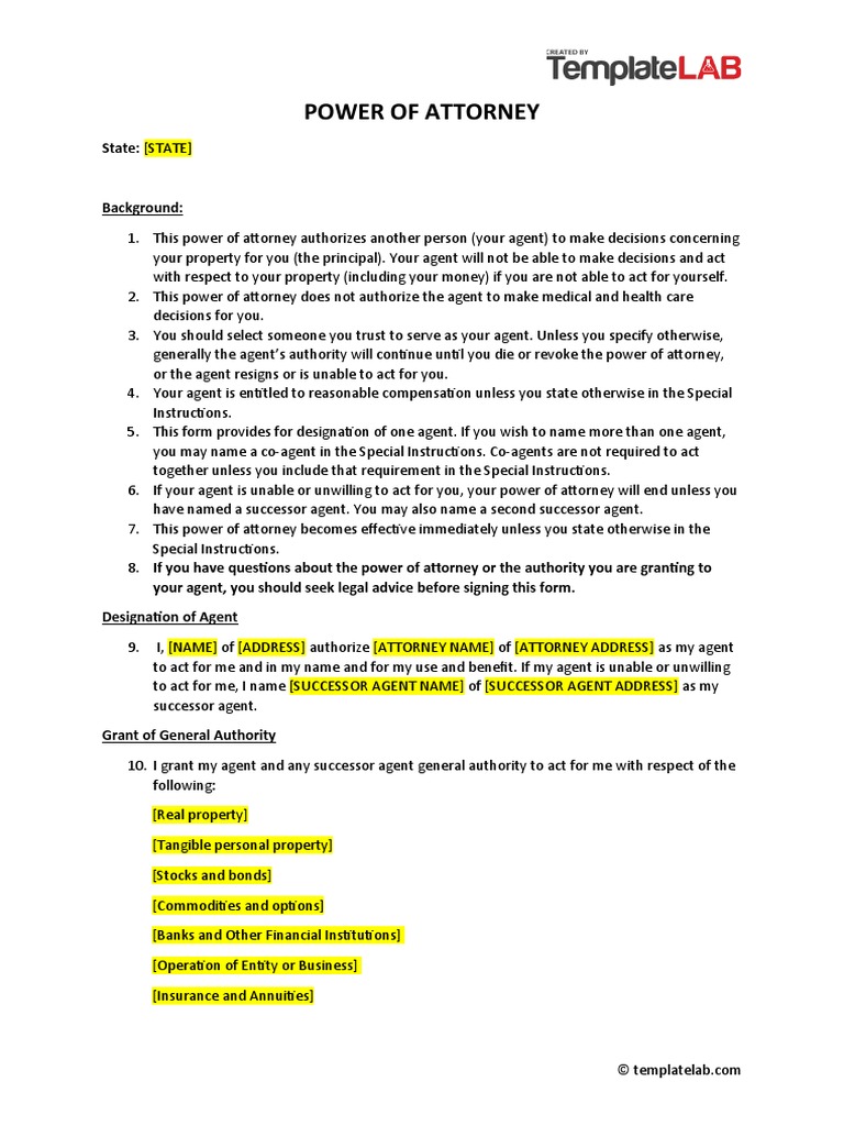 Power of Attorney Agreement | PDF | Power Of Attorney | Trust Law