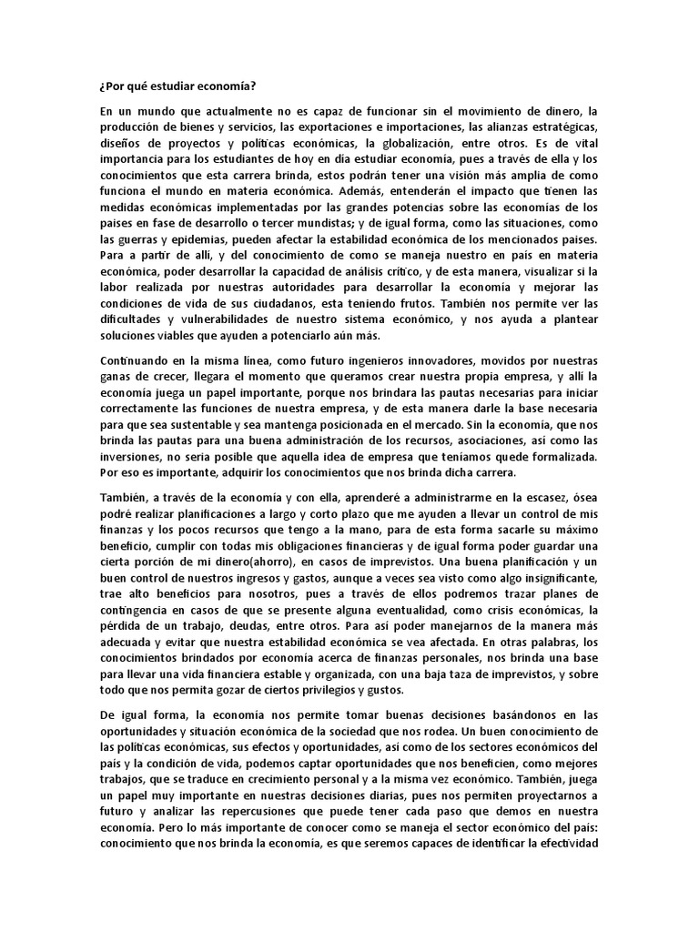 Por Qué Estudiar Economia | PDF | Economias | Ciencias económicas