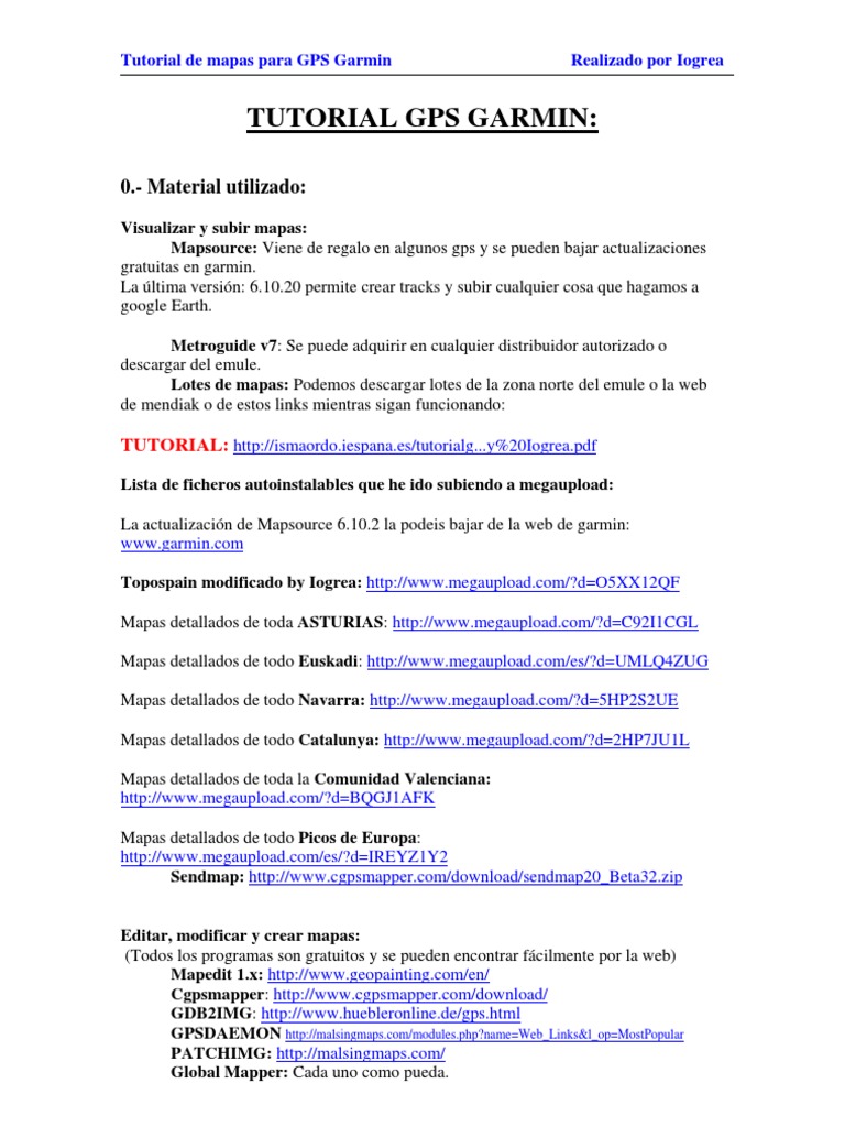 Garmin Tutorial Gps Mapas Garmin Pdf Archivo De Computadora