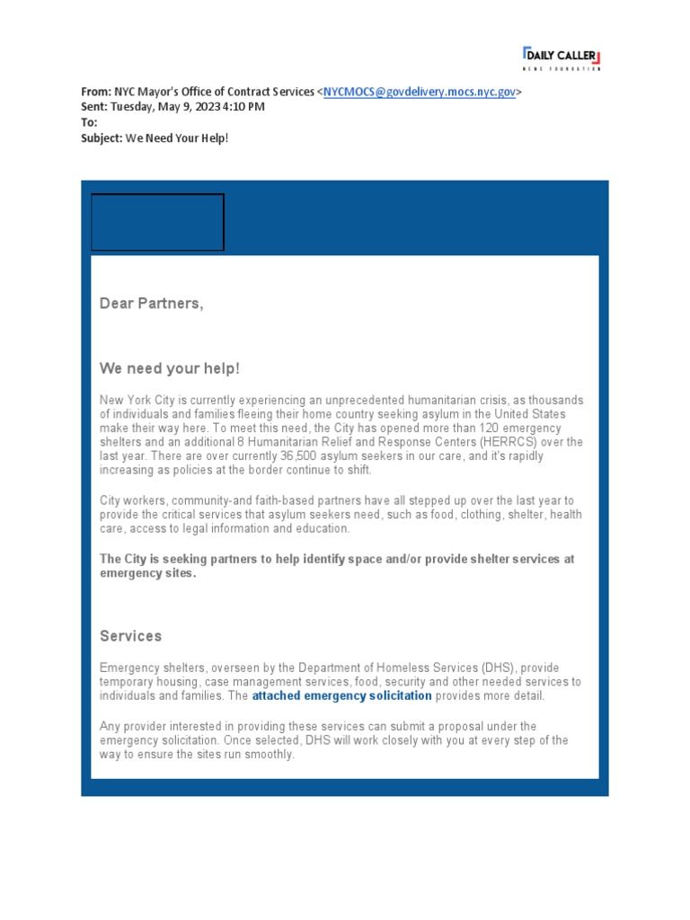 Emergency Shelter Request Email | PDF | Emergency Management