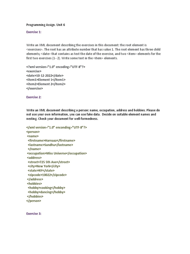 Programming Assign. Unit 6 | PDF | Xml | Data Serialization Formats