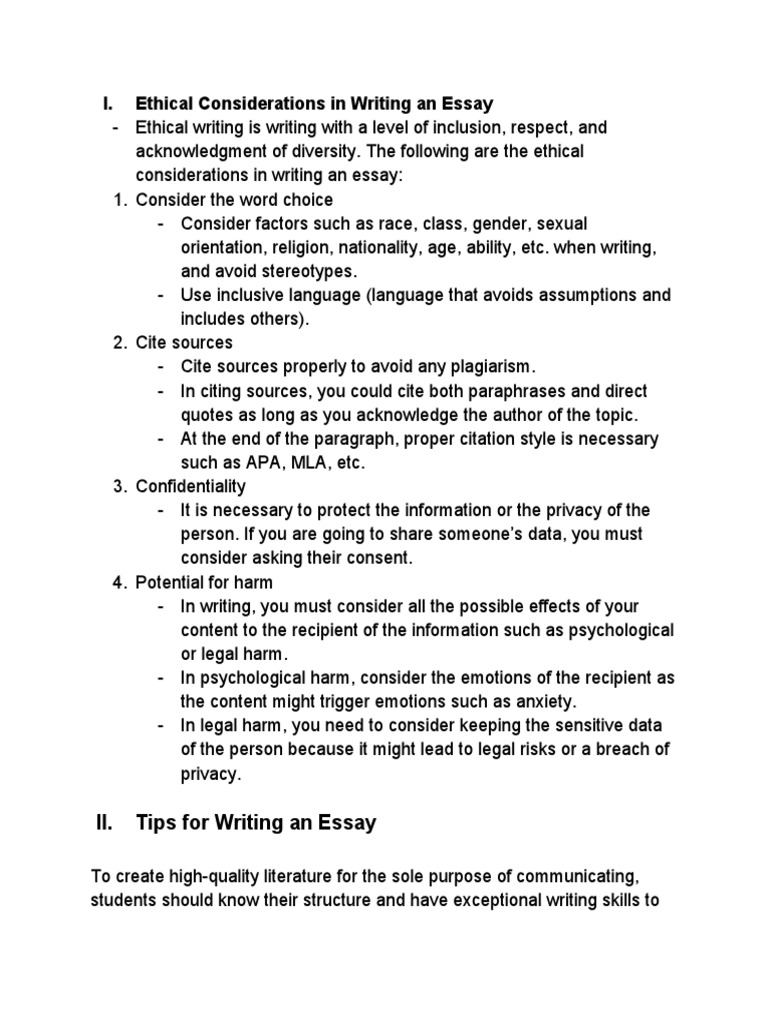 Ethical Considerations in Writing An Essay | PDF | Essays | Privacy