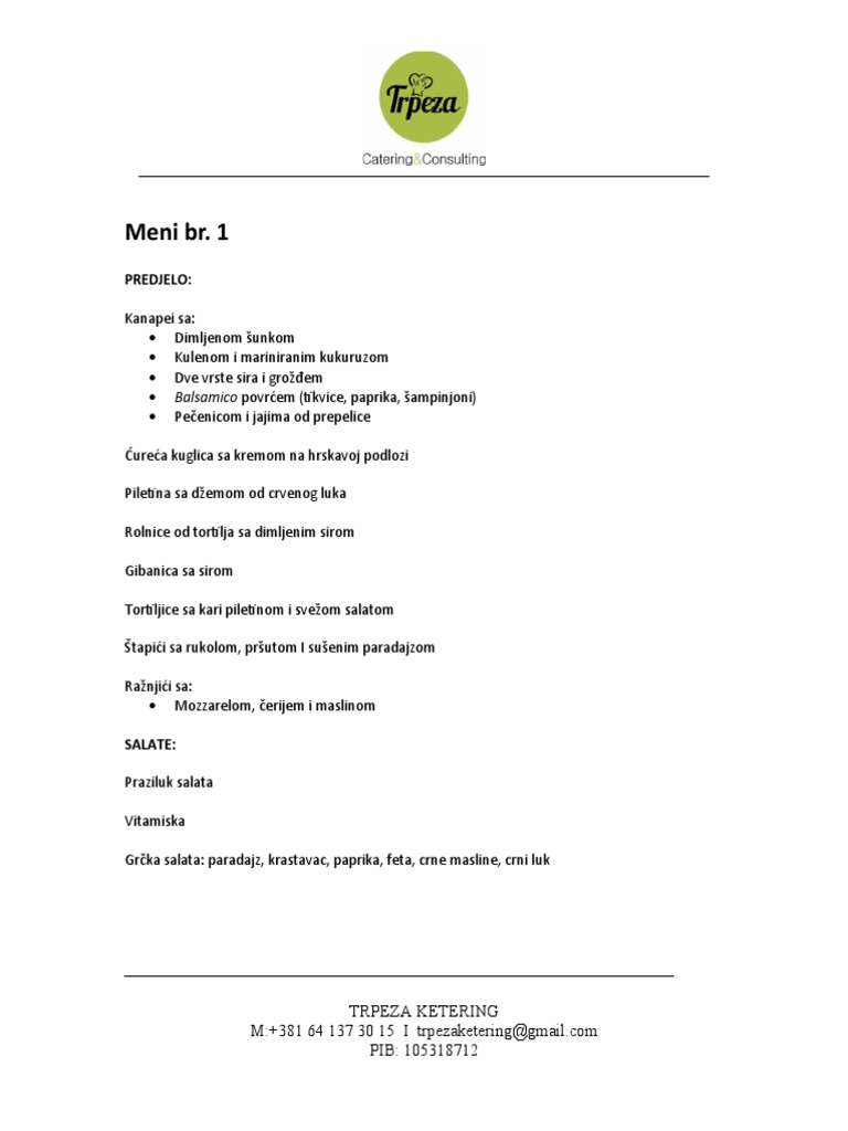 Slavski Meni 2022-2023 | PDF