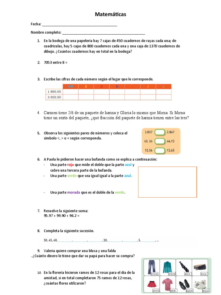 Examen diciembre Matemáticas.docx | PDF