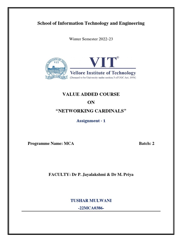 22MCA0386 (VAC) Assignment PDF | PDF | Network Switch | Network Topology