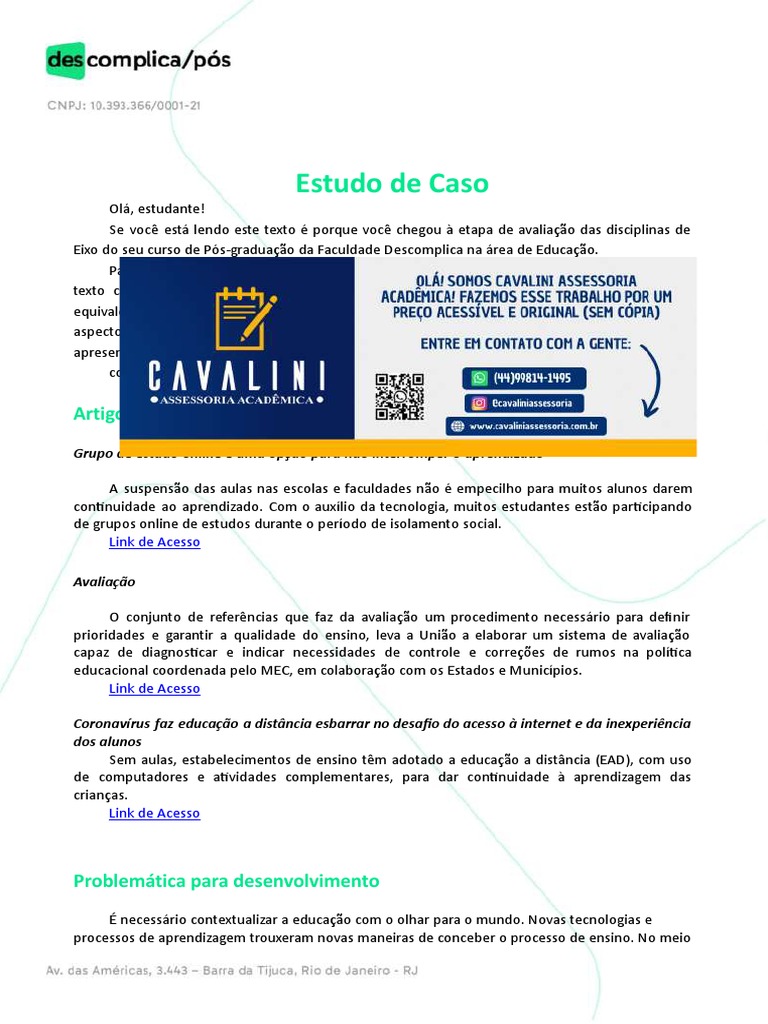 Estudo de Caso - Descomplica Pós | PDF