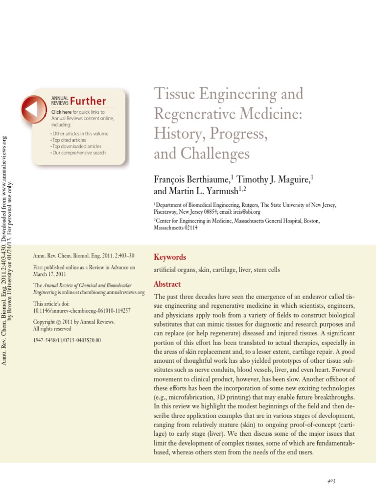 History, Progress and Challenges | PDF | Tissue Engineering ...