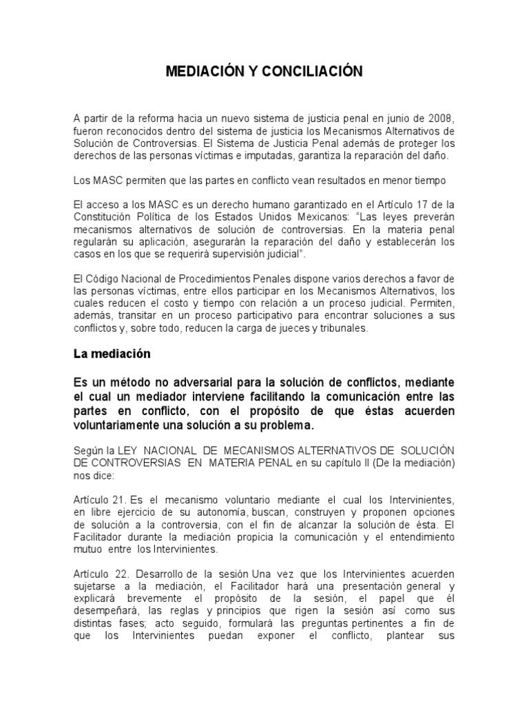 Mediacion y Conciliacion | PDF | Mediación | Principios éticos