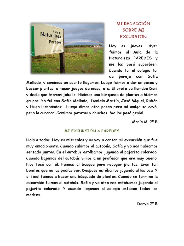 Mi Redaccion Sobre Mi Excursion | PDF
