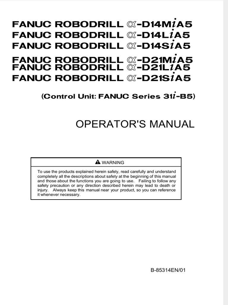 Vdocuments - MX - B 85314en01 Fanuc Robodrill D21mia Operators Manual ...