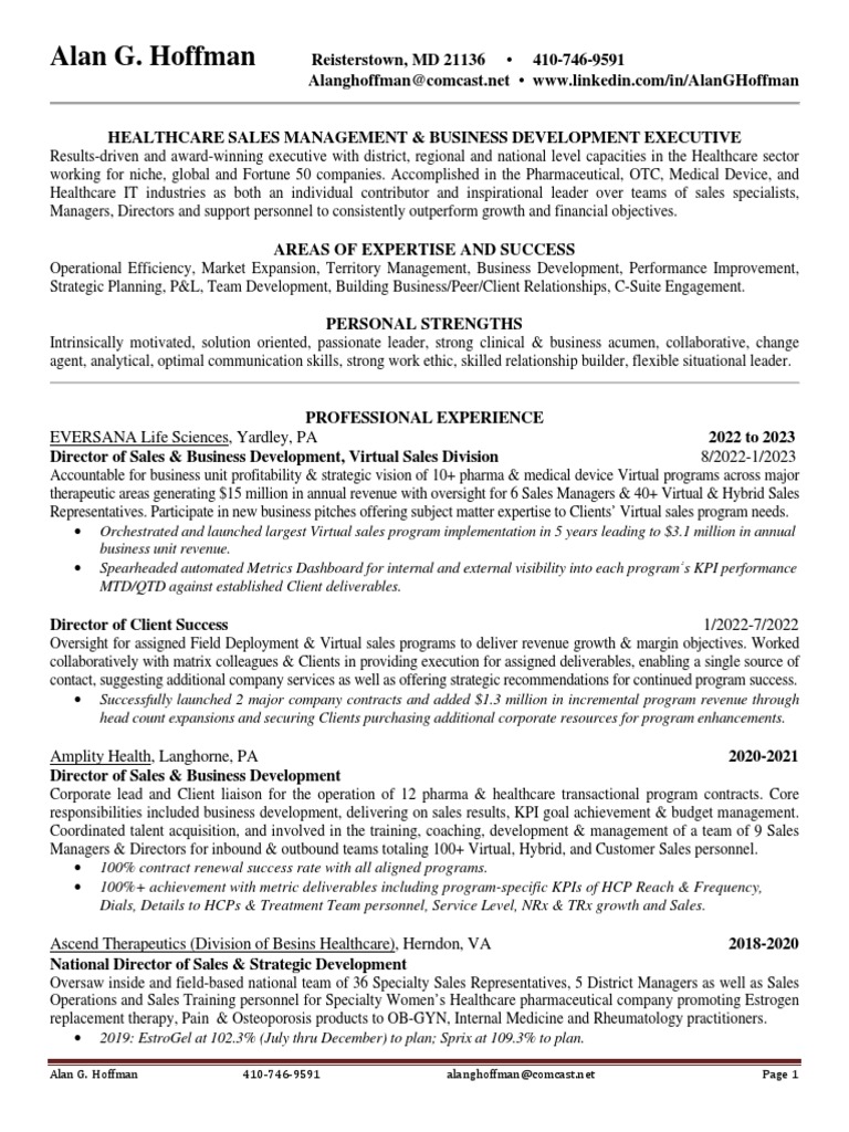 Alan Hoffman Resume 4-2023 | PDF