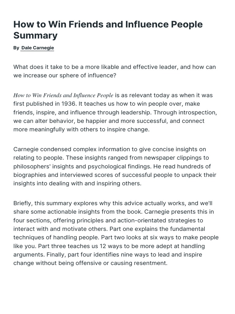 How To Win Friends and Influence People | PDF | Leadership | Feeling