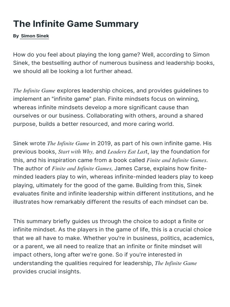 The Infinite Game | PDF | Capitalism | Economics