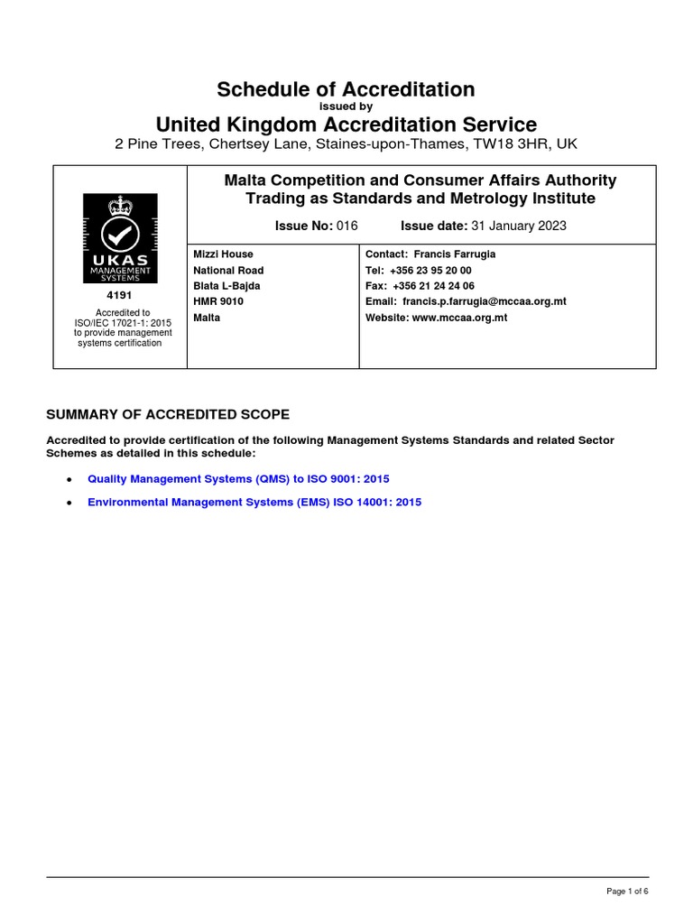 4191 ukas Management-Systems | PDF | Iso 9000 | Metrology