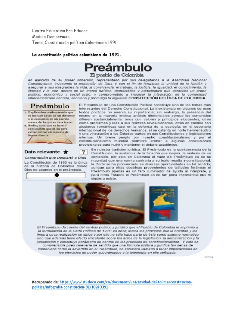 Constitución Política Colombiana 1991 Pdf