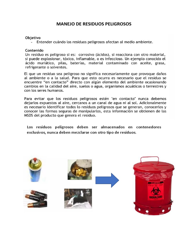 Manejo de Residuos Peligrosos PDF | PDF