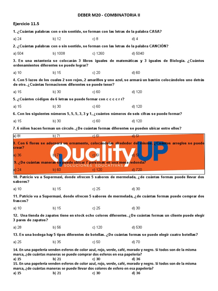 M20 Deber - Combinatoria II | PDF