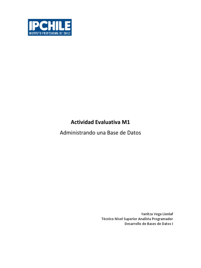 Actividad Evaluativa M1 - Desarrollo de BD | PDF | SQL | Bases de datos