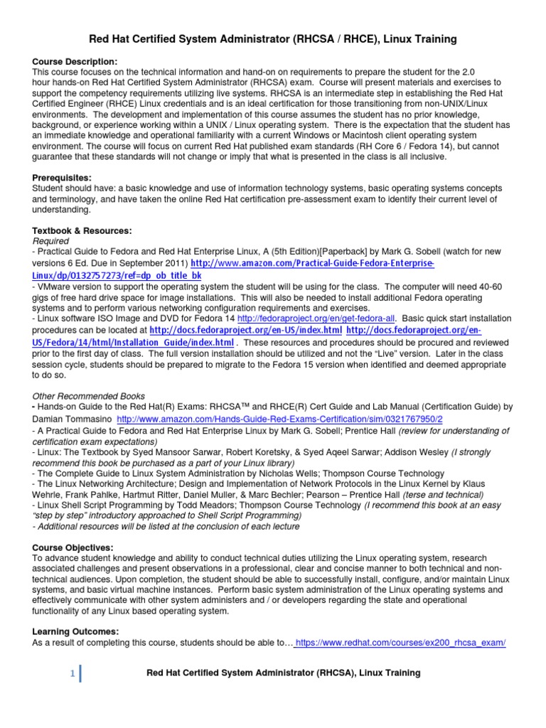 Linux RHCSA RHCE Course PDF | PDF | File System | Operating System