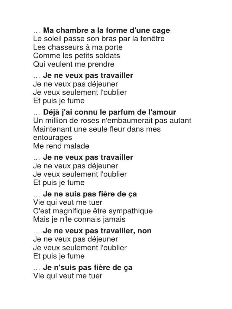 Je Ne Veux Pas Travailler PDF | PDF