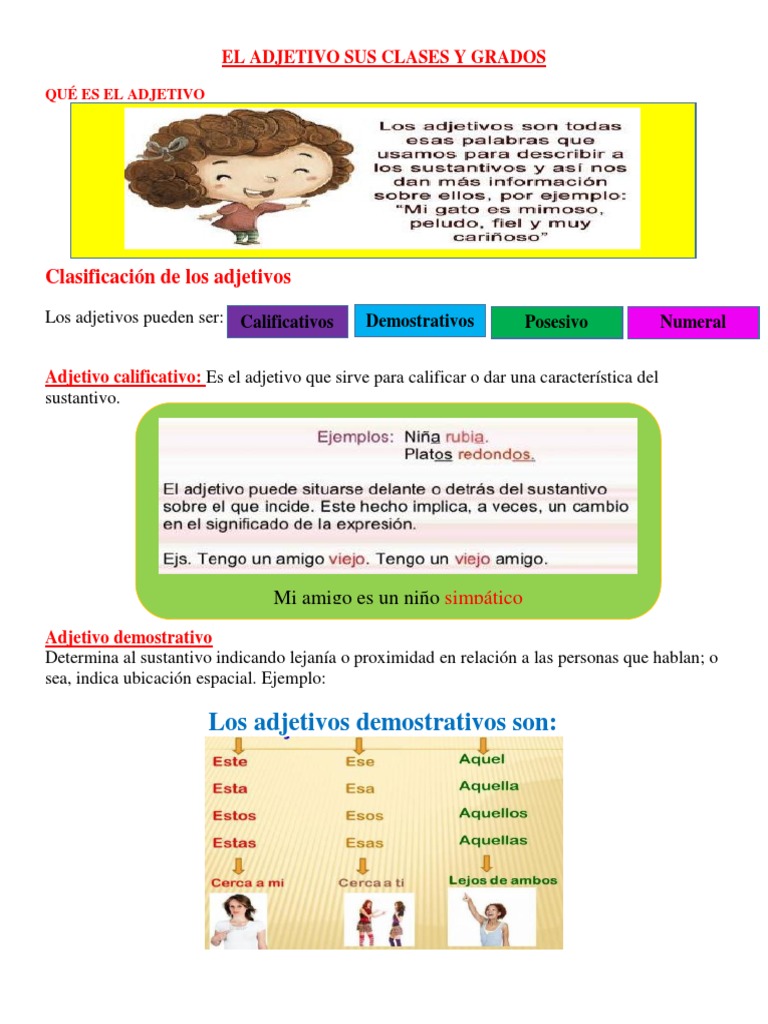 Clases y grados del adjetivo | PDF | Adjetivo | Lingüística