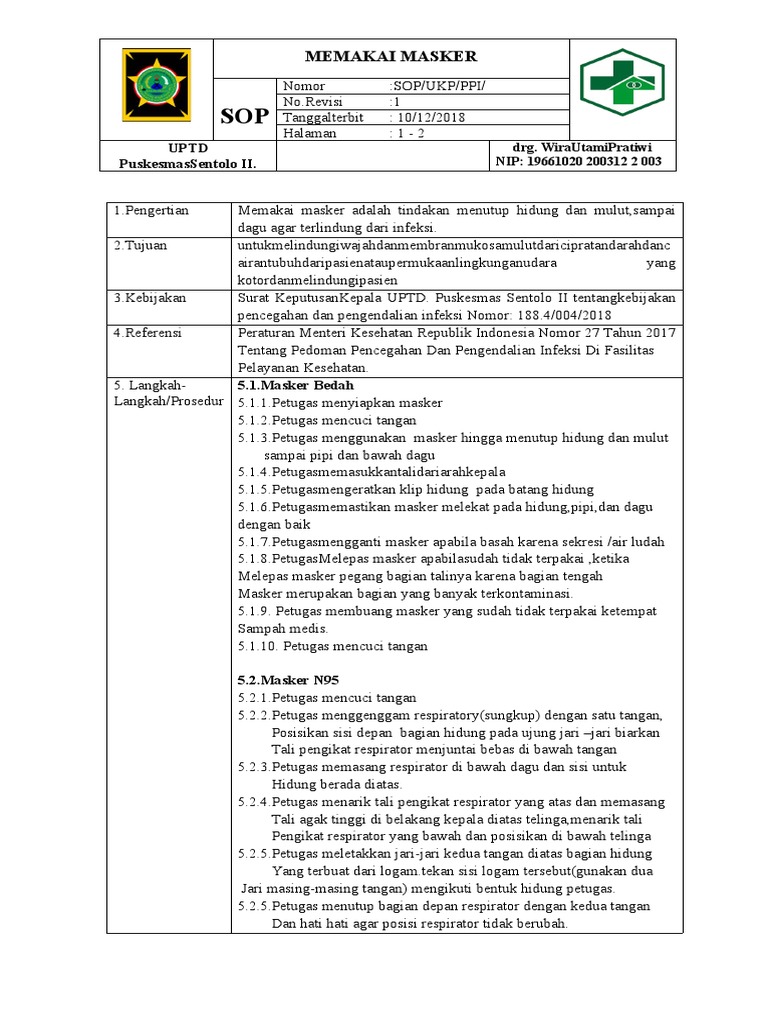 Sop Memakai Masker | PDF