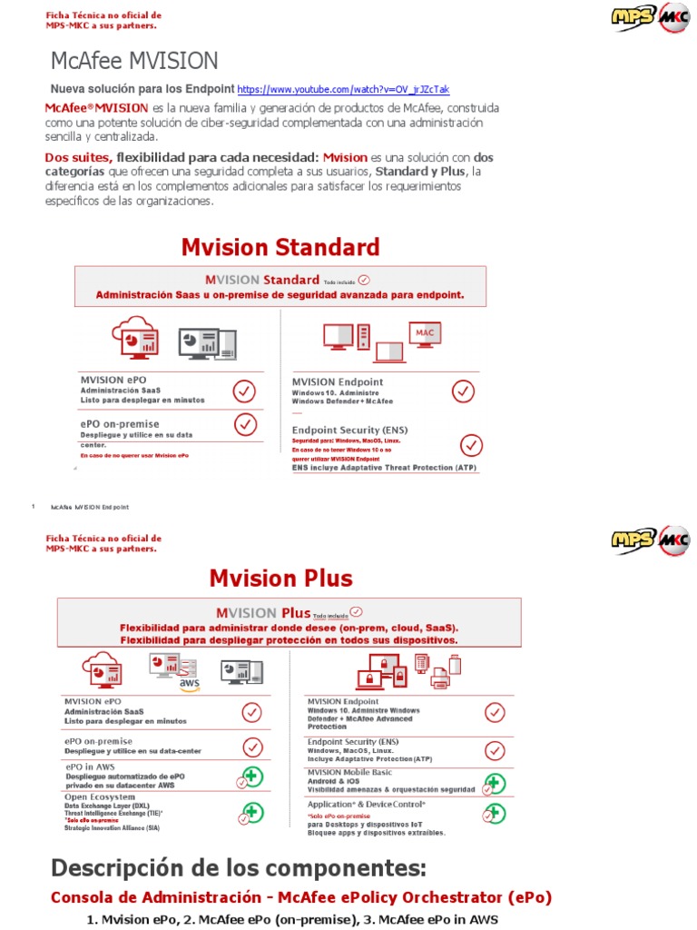 Ficha Tecnica MC Afee Mvision | PDF
