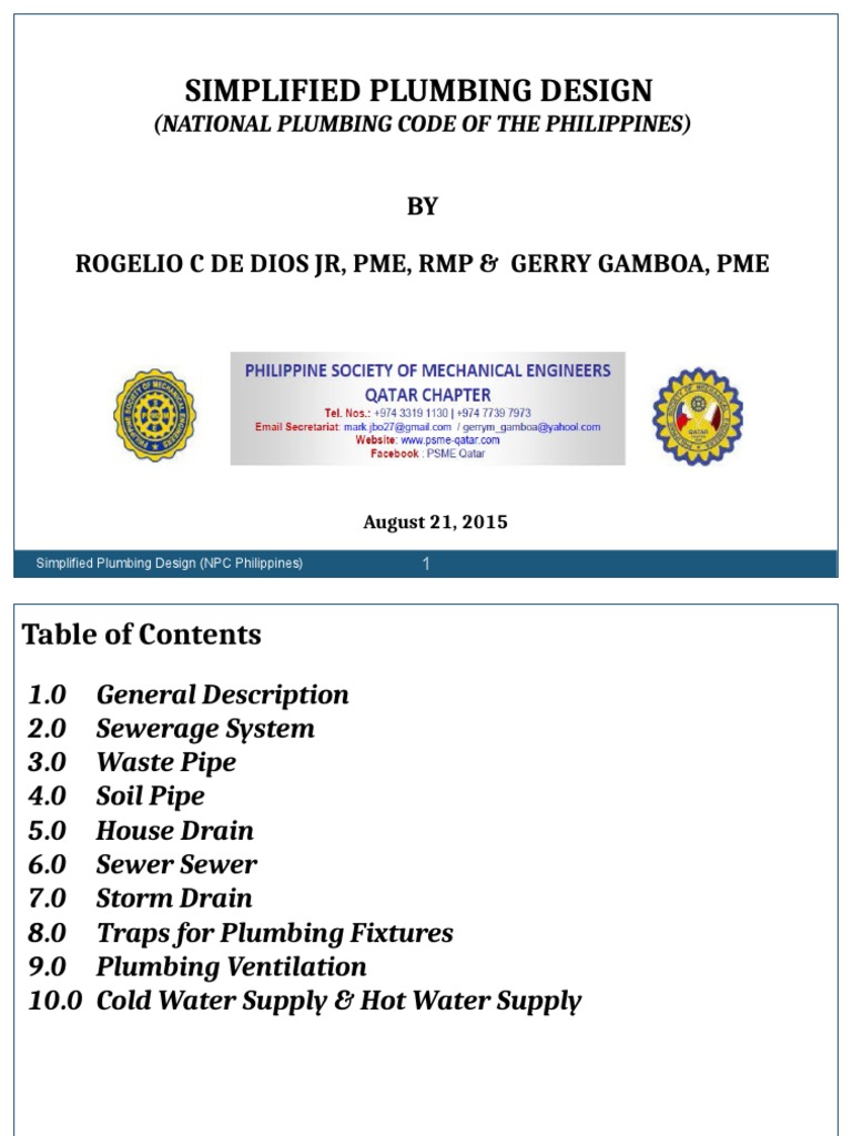 Simplified Plumbing Design NPC Philippines PDF | PDF | Plumbing | Storm ...