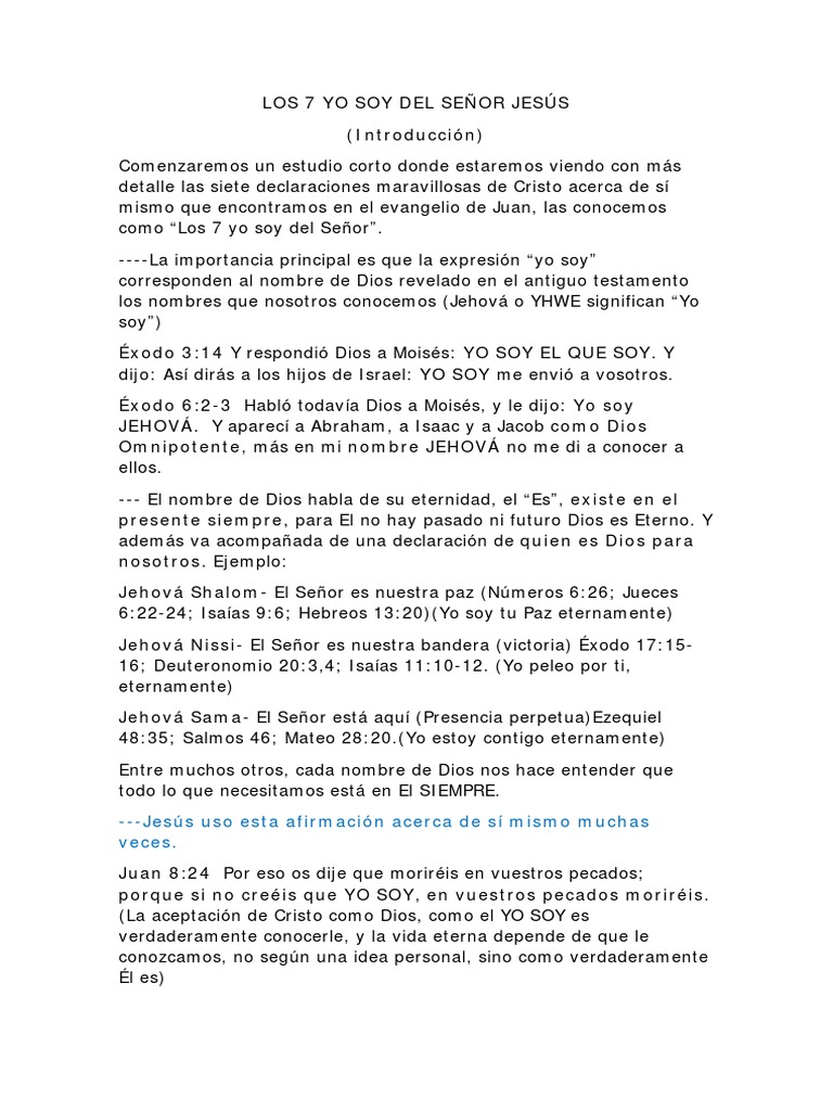 00-Los 7 Yo Soy Del Señor Jesús (Estudio Completo) | PDF | Creencia ...