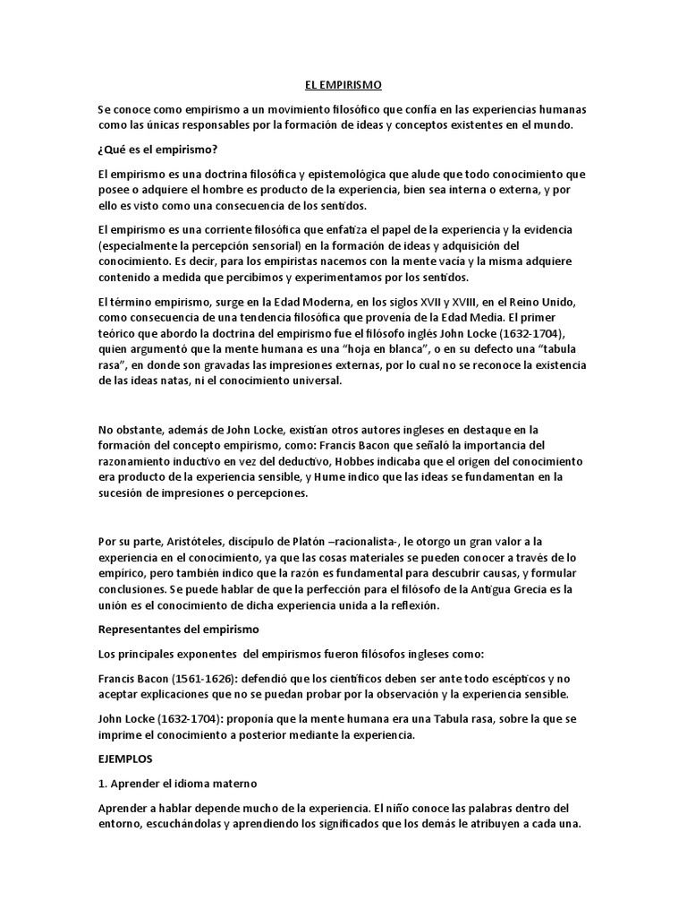 El Empirismo | PDF | Empirismo | Conocimiento