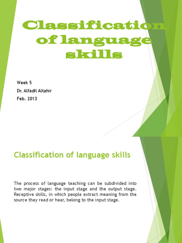 Classification of language skills | PDF | Speed Reading | Language ...